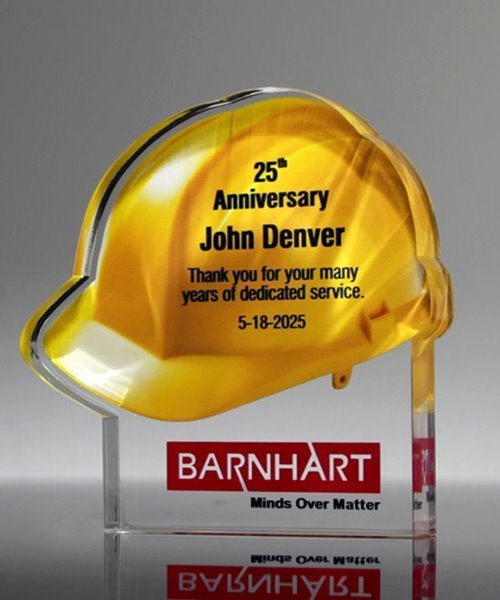 Acrylic Hard Hat Paperweight Trophy | Edco Awards