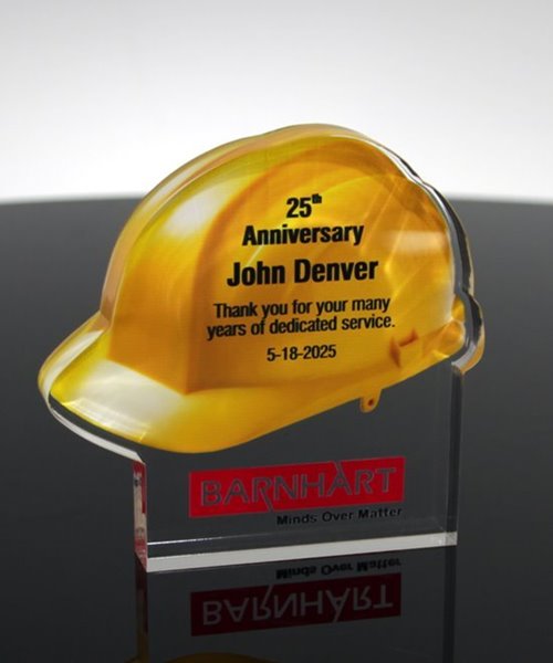 Acrylic Hard Hat Paperweight Trophy | Edco Awards