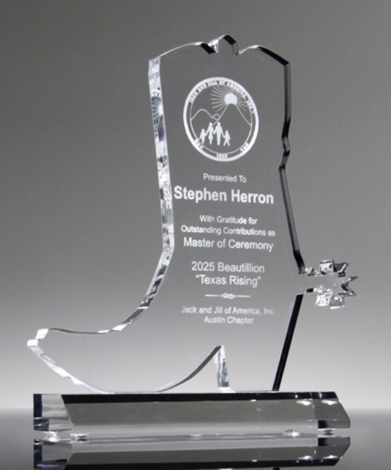 Acrylic Cowboy Boot Trophy | Edco Awards