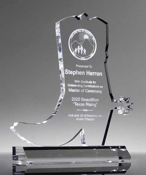Acrylic Cowboy Boot Trophy | Edco Awards