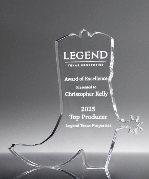 Cowboy Boot Acrylic Paperweight Award | Edco Awards