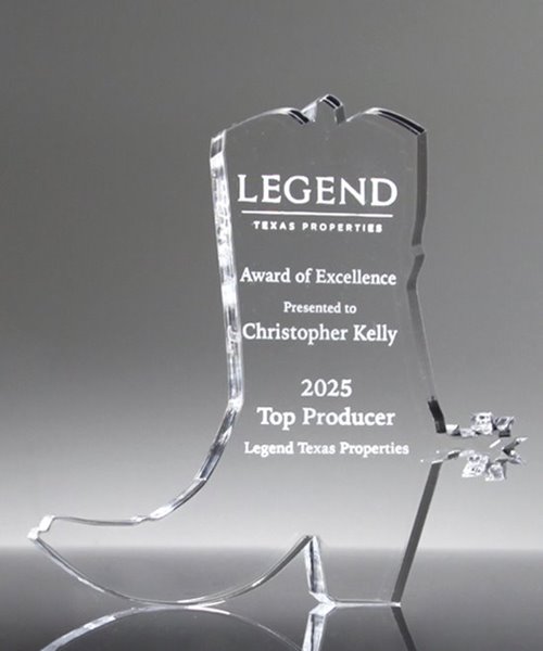 Cowboy Boot Acrylic Paperweight Award | Edco Awards