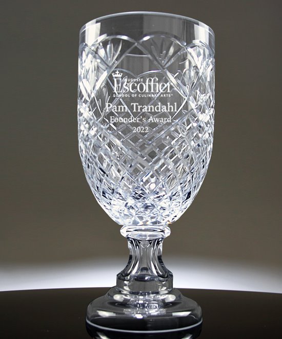 Medallion Footed Crystal Trophy Vase | Edco Awards