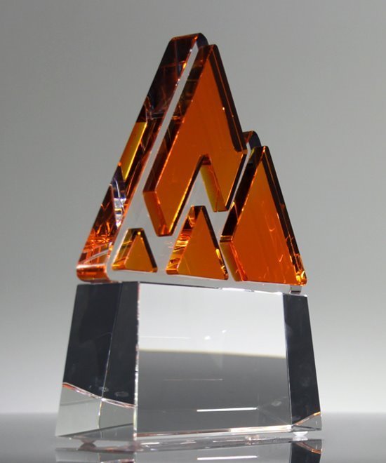 Custom Crystal Award - Amber Overlay | Edco Awards