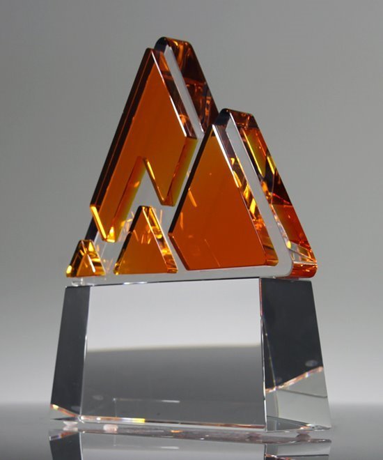 Custom Crystal Award - Amber Overlay | Edco Awards