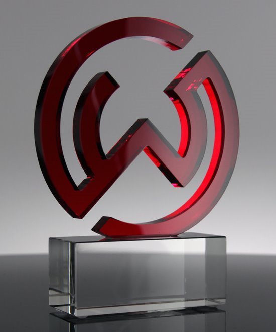 Custom Red Crystal Logo Award | Edco Awards