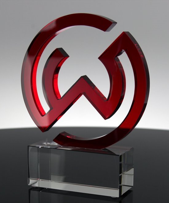 Custom Red Crystal Logo Award | Edco Awards
