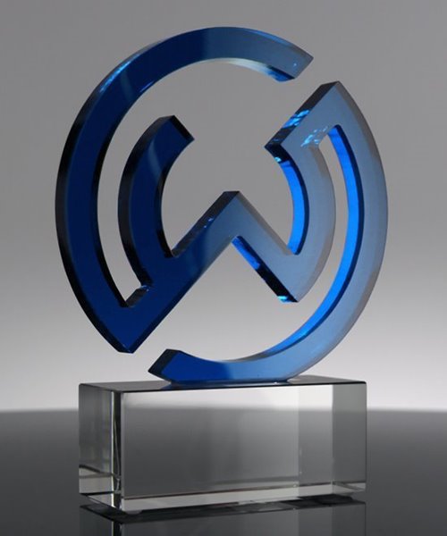 Custom Blue Crystal Logo Award | Edco Awards