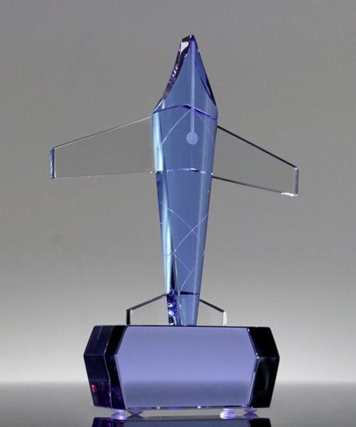 Custom Shaped Purple Crystal Airplane Award | Edco Awards