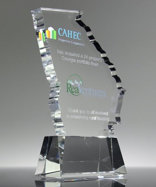 Custom Crystal State Shaped Award - Any State | Edco Awards