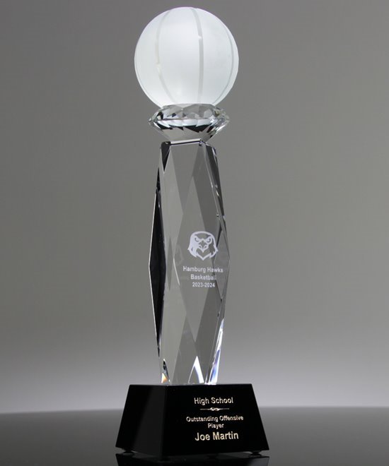 Basketball Obelisk Trophy - Sandblasted & Paint Filled | Edco Awards
