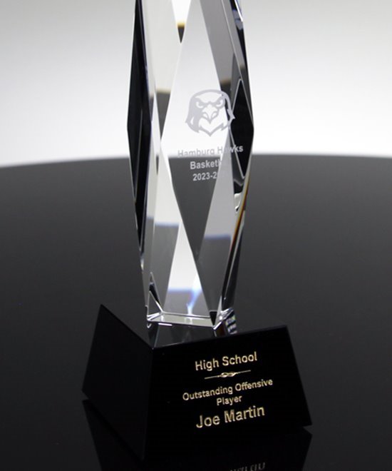 Basketball Obelisk Trophy - Sandblasted & Paint Filled | Edco Awards