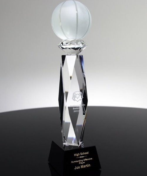 Basketball Obelisk Trophy - Sandblasted & Paint Filled | Edco Awards