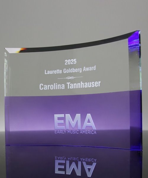 Two-Tone Crystal Crescent Award with Purple Base | Edco Awards