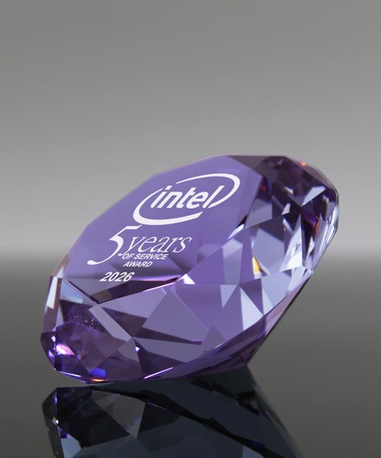 Purple Crystal Diamond Paperweight | Edco Awards