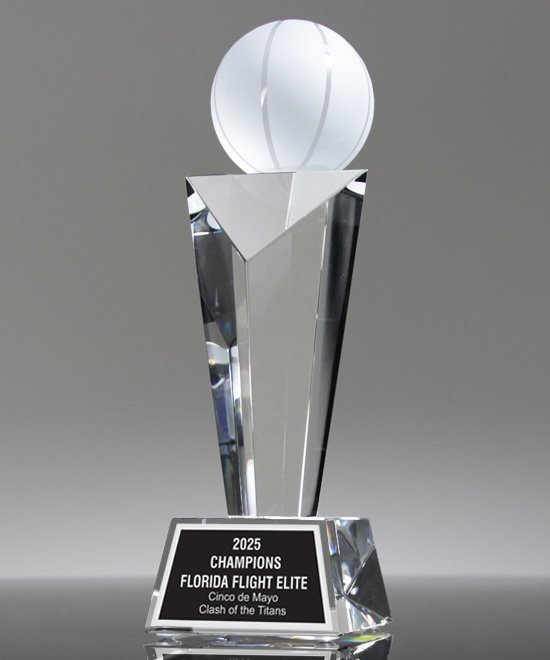 Basketball Icon Crystal Trophy with Plate | Edco Awards