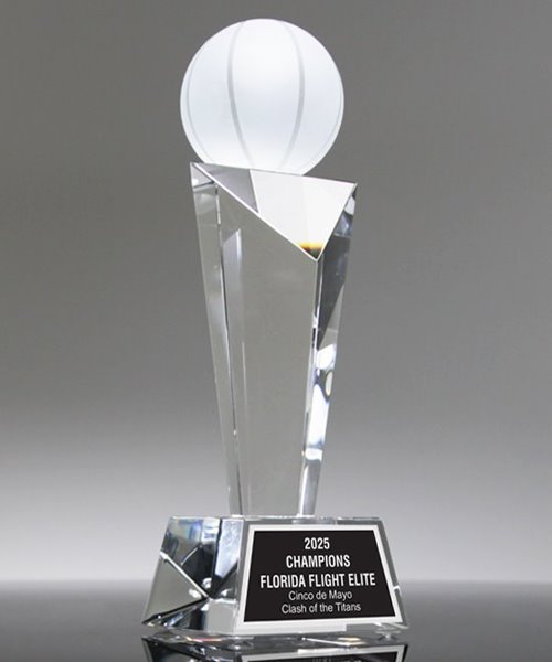 Basketball Icon Crystal Trophy with Plate | Edco Awards