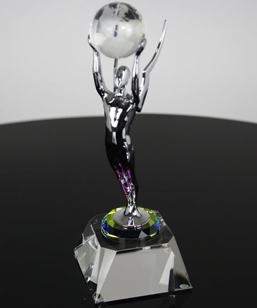 Sterling Pinnacle Globe Award | Premium Crystal Trophy | Edco Awards