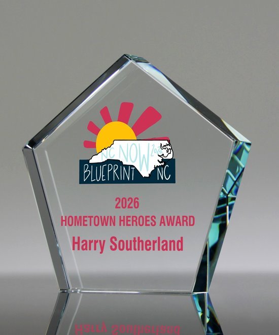 Pentagon Crystal Paperweight Full Color | Edco Awards