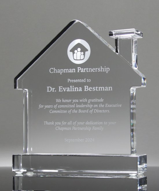 Clear Crystal House Award on Base | Edco Awards