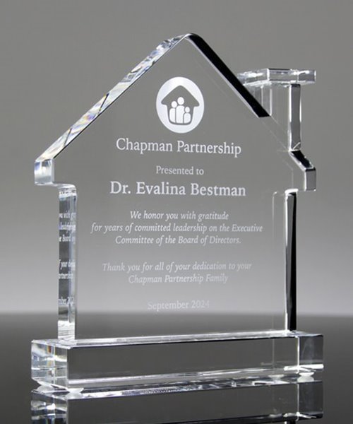 Clear Crystal House Award on Base | Edco Awards