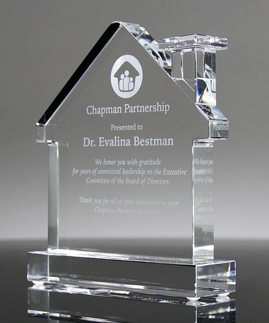 Clear Crystal House Award on Base | Edco Awards