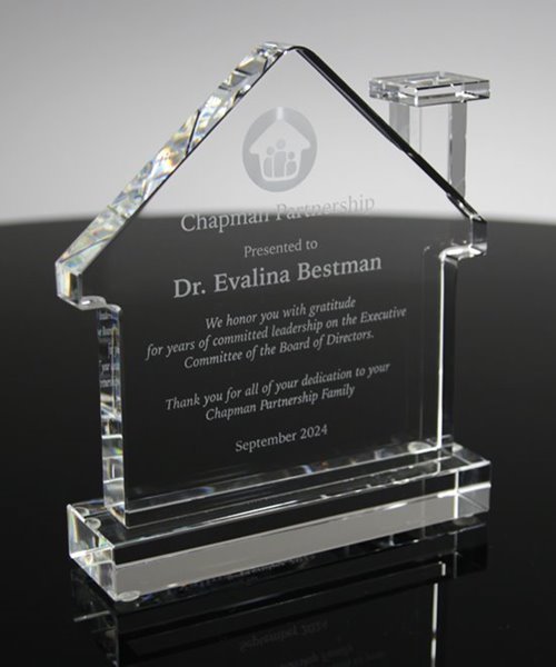 Clear Crystal House Award on Base | Edco Awards