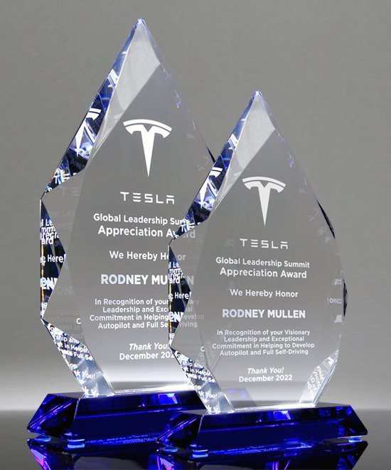 Crystal Diamond Award with Blue Base | Edco Awards