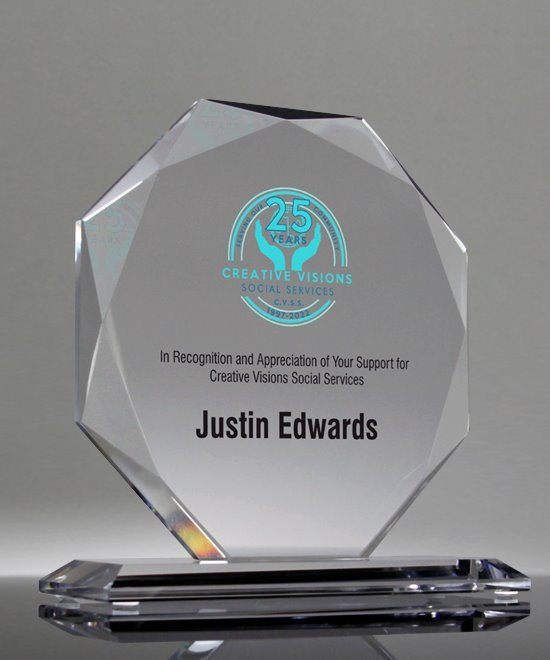 Starfire Crystal Full Color Octagon Trophy | Edco Awards
