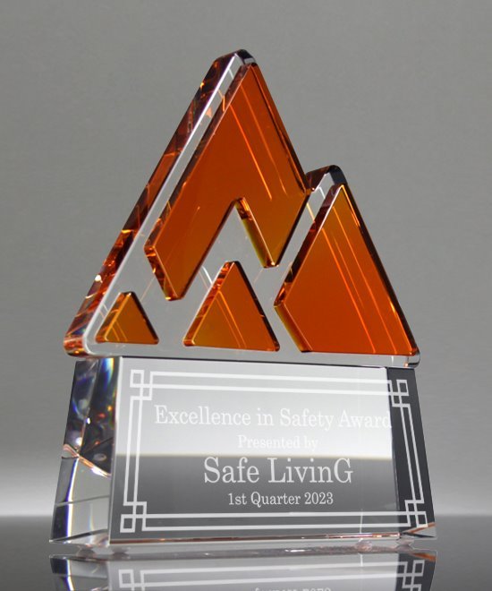 Custom Crystal Award - Amber Overlay | Edco Awards