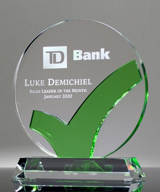 Green Crystal Check Mark Award | Edco Awards