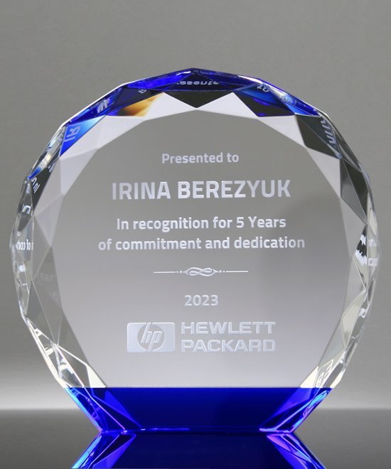 Diamond Edge Round Crystal Award | Edco Awards