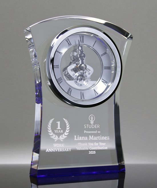 Sapphire Crystal Timekeeper - Desk Clock Award | Edco Awards
