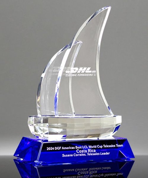 Faceted Crystal Sailboat Trophy | CRY240 | Edco Awards