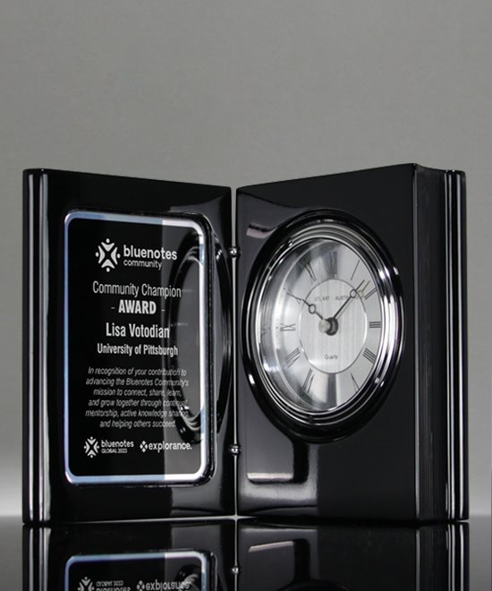 Black Piano Finish Book Clock Award | Academic Recognition Gift BC1055 ...
