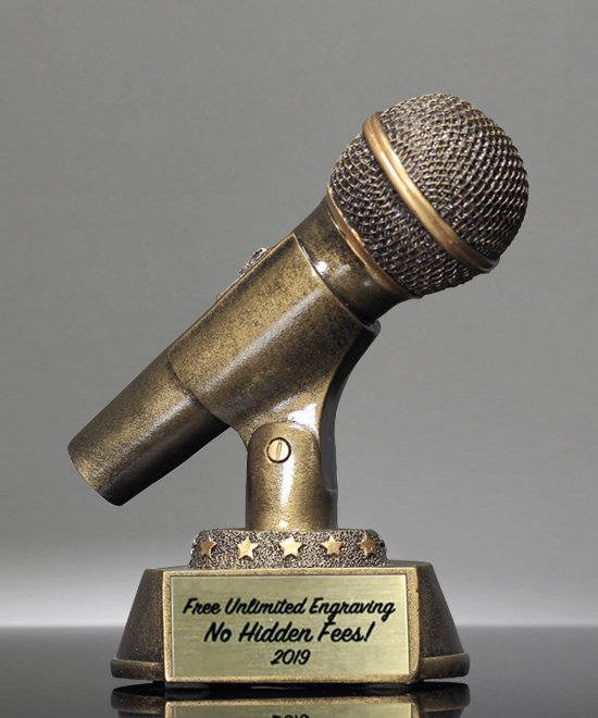 Gold Microphone Resin Trophy | RFC-832 | Edco Awards