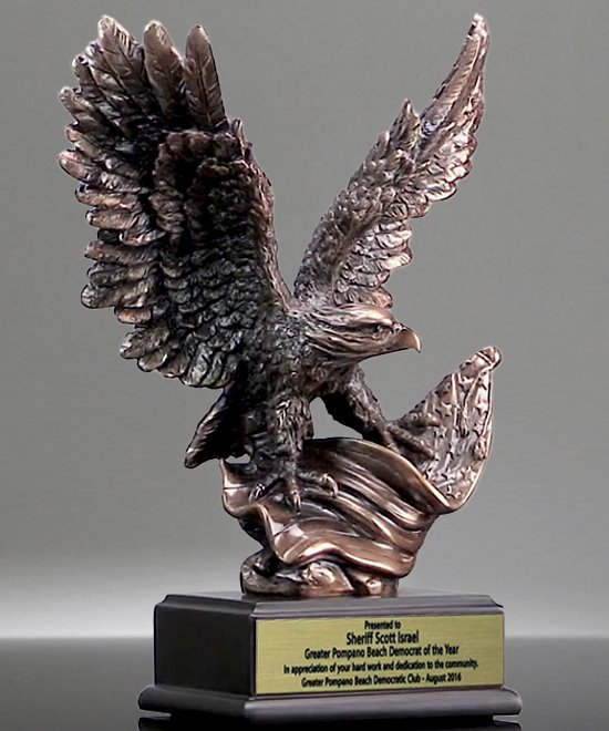 Bronze Eagle Trophy With American Flag | RFB800 | Edco Awards
