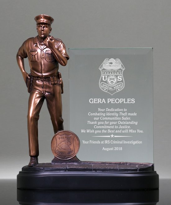 Police Officer Statue with Glass Plaque | RFB153 | Edco Awards