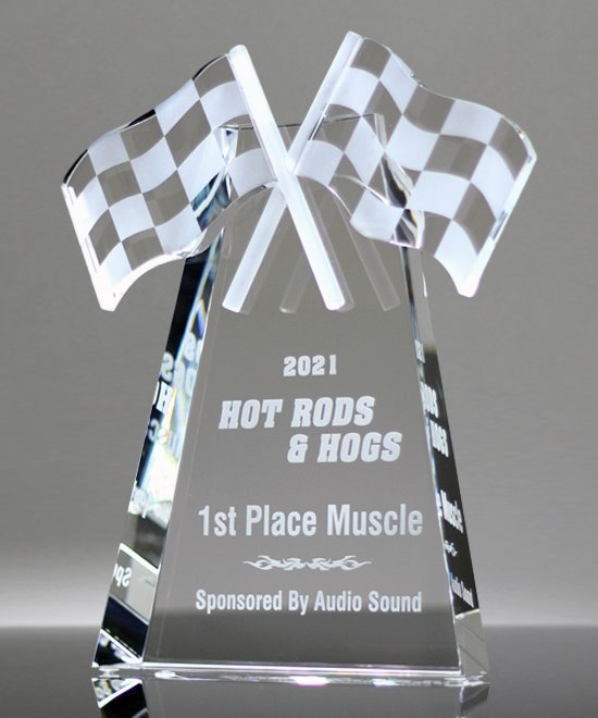 Checkered Flags Crystal Trophy | 98126, 98120 | Edco Awards