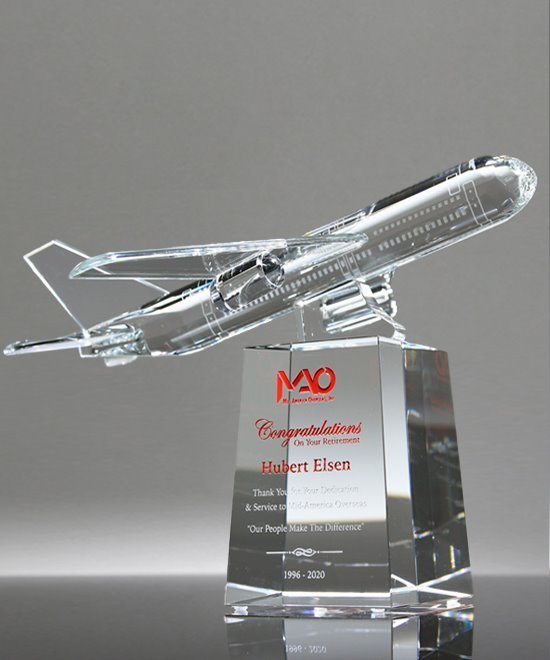 Airline Pilot Retirement Award | Crystal Airplane Trophy | Edco Awards
