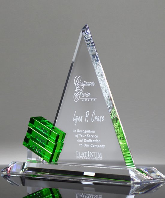 Green Goal-Setter Triangle Crystal | 6458GN | Edco Awards