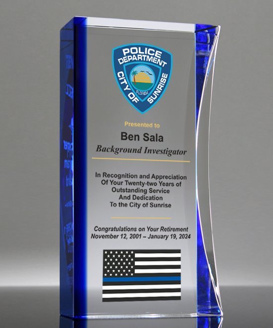 Distinguished Law Enforcement Crystal Service Award | Edco Awards