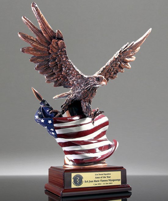 Rustic USA Flag Eagle Trophy | RFB165 | Edco Awards