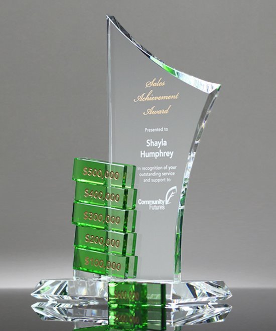 Employee Goal Setter Green Crystal Trophy | Edco Awards