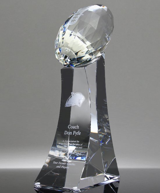 Large Faceted Crystal Football Trophy | OCFB08 | Edco Awards