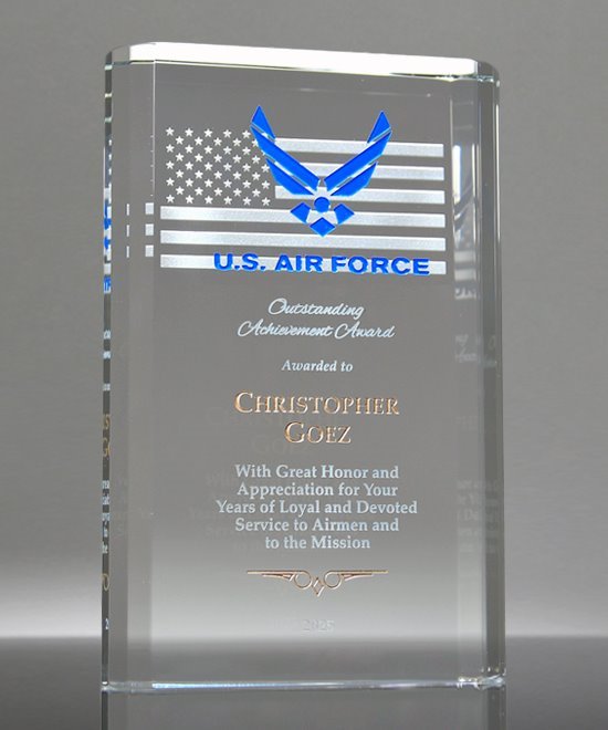 Military Air Force Achievement Award Crystal | Edco Awards