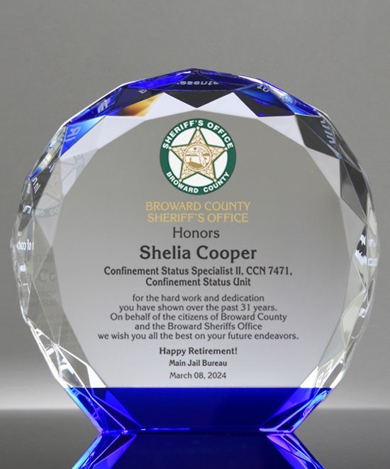 Law Enforcement Honors Round Crystal Award | Edco Awards