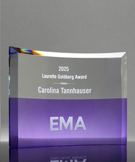Two-Tone Crystal Crescent Award with Purple Base | Edco Awards