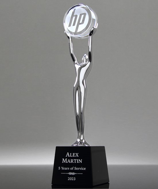 Custom Achievement Crystal Award | Chrome & Black Crystal | Edco Awards