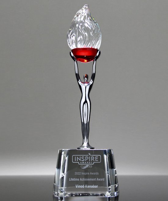 Ruby Flame Crystal Award | Chrome Achievement Trophy | Edco Awards